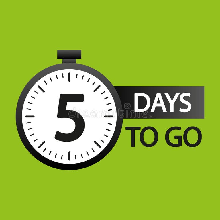 5 Days Countdown. Number Five Timer. Vector Clock Symbol. Time until ...