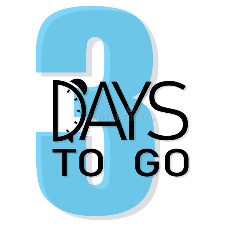 3 Days Countdown. Three Days Left. Blue Number Three. Countdown Timer ...