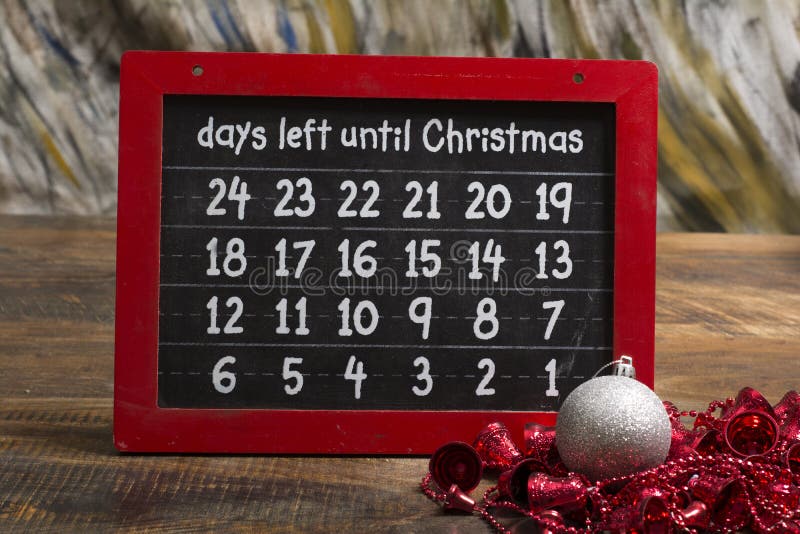 Days Left until Christmas on Chalkboard with Balls Stock Image - Image ...