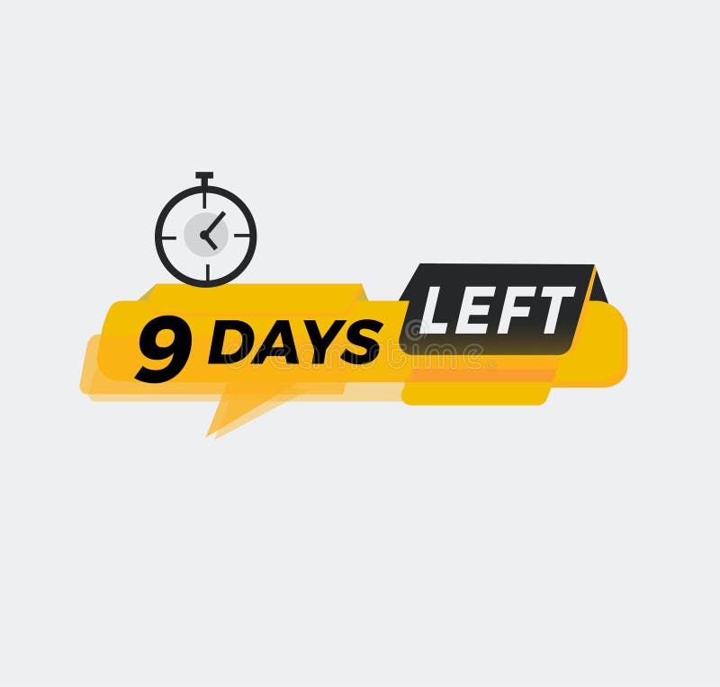 9 Days Left Countdown Icon Colourful Template. Special Events Sale Tag ...