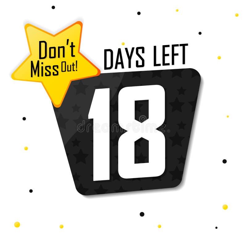 18 Days Left, Countdown Tag, Banner Design Template, Don`t Miss Out ...