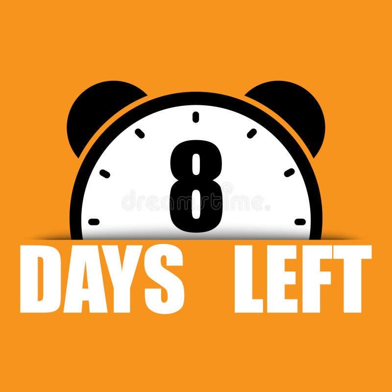 8 Days Left Icon. Countdown Clock Symbol. Bold Number Eight Text ...