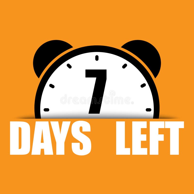 7 Days Left Icon. Countdown Clock Symbol. Bold Number Seven Text ...