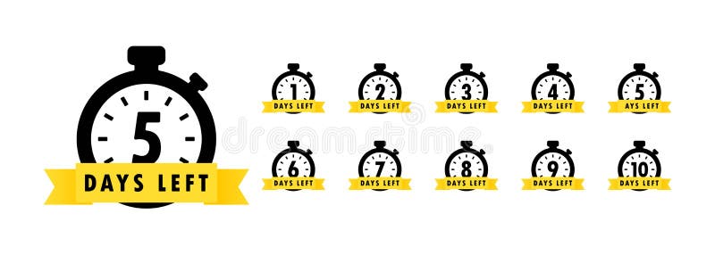 5 Days Left Icon Set. Countdown of Days Remaining. Offer Timer, Sticker ...