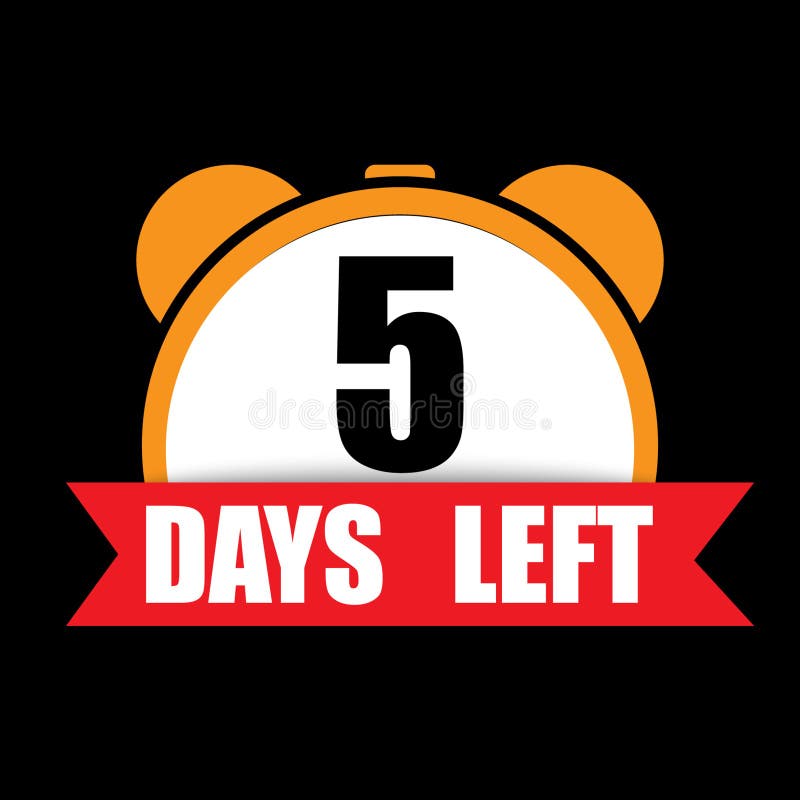 Countdown Number Icon. Bold Red Five. 5 Days To Go. Black Text Detail Stock Vector ...