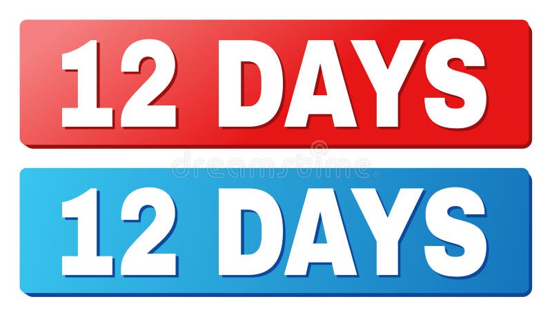 12 DAYS Text on Blue and Red Rectangle Buttons Stock Vector ...