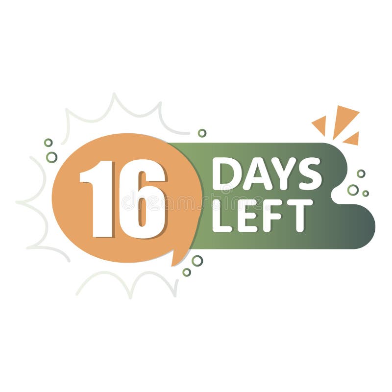 16 Days Timer. Countdown Vector Bubble. Gradient Orange Green. Reminder ...