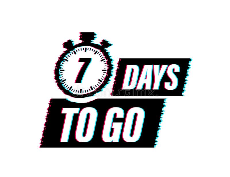 7 Days To Go. Glitch Style Icon. Vector Typographic Design. Vector ...