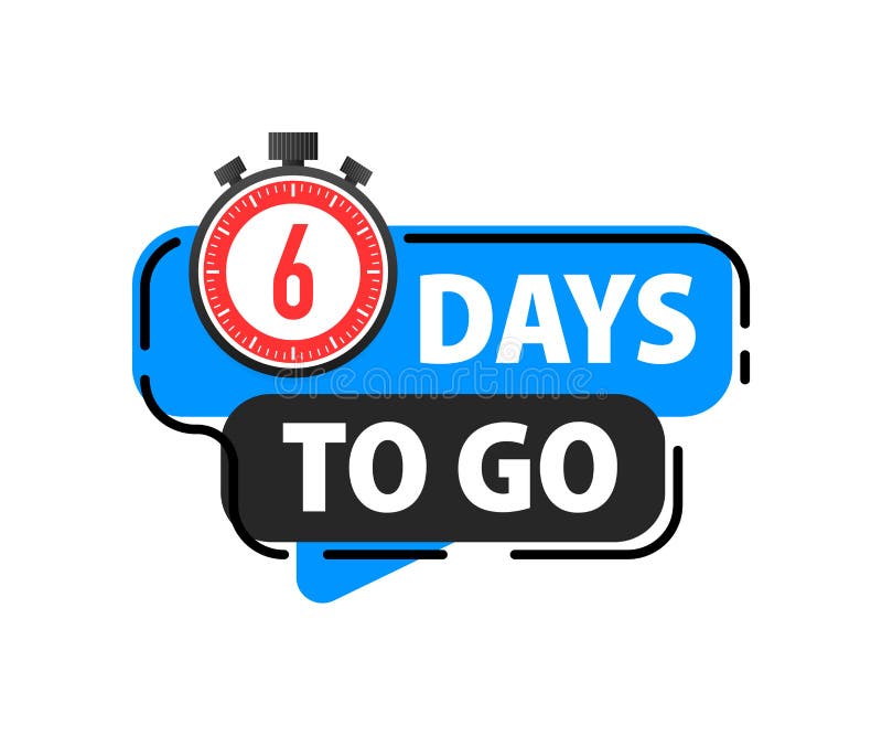 6 Days To Go Icon. Days Left Badges. Offer Countdown Date Number. Timer ...