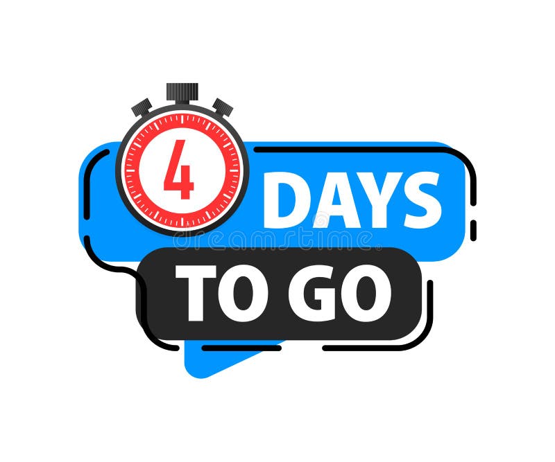 4 Days To Go Icon. Days Left Badges. Offer Countdown Date Number. Timer ...