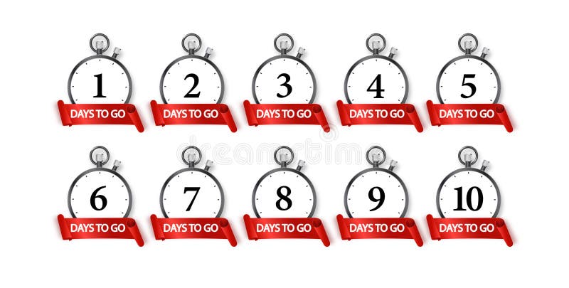 1 Days To Go Icon Set. Countdown of Days Remaining. Offer Timer Sticker ...
