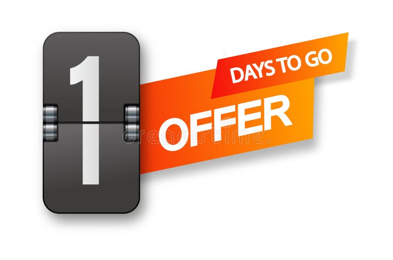 1 Days To Go Icon Set. Countdown of Days Remaining. Offer Timer Sticker ...