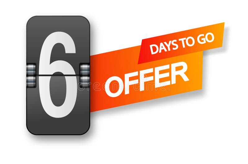 6 Days To Go Icon Set. Countdown of Days Remaining. Offer Timer Sticker ...