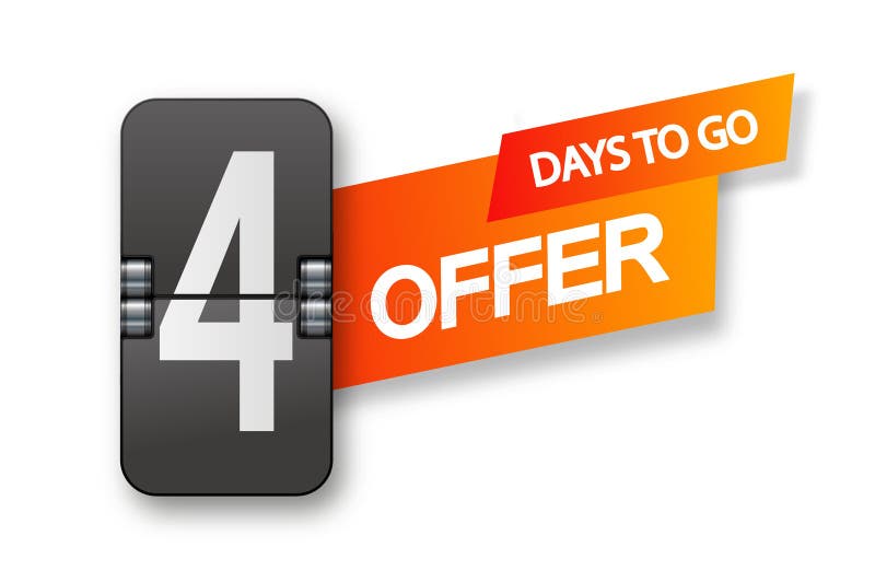 4 Days To Go Icon Set. Countdown of Days Remaining. Offer Timer Sticker ...