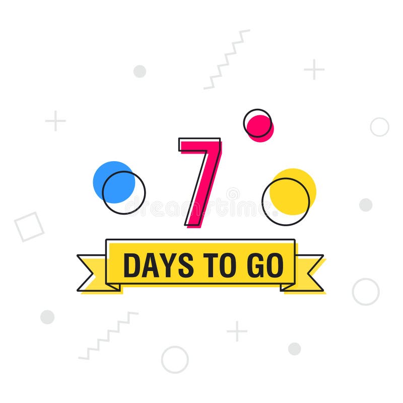 7 Days To Go Last Countdown Icon on Geometric Memphis Style. Vector ...