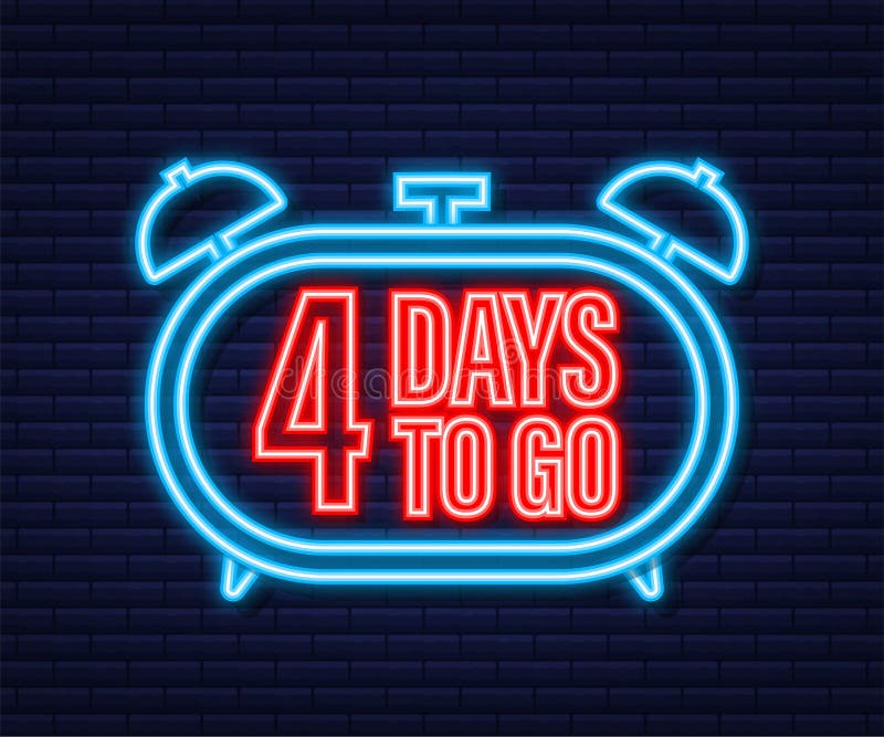 4 Days To Go. Neon Style Icon. Vector Typographic Design. Vector Stock ...