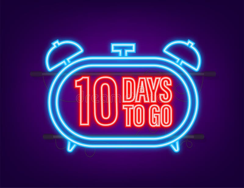 10 Days To Go. Neon Style Icon. Vector Typographic Design Stock Vector ...