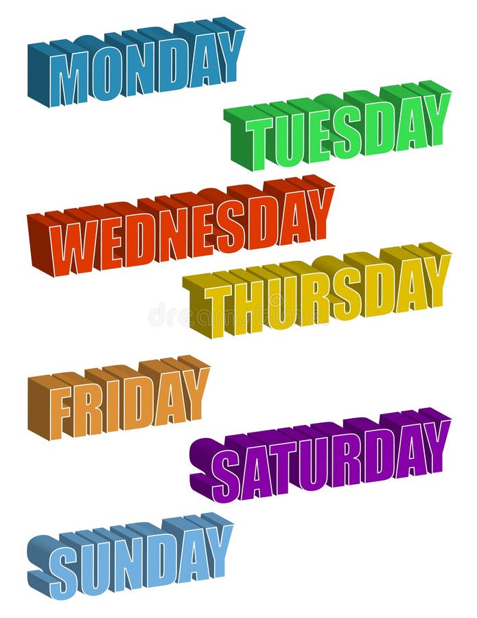 Days of the week stock illustration. Illustration of schedule - 17628586