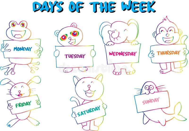 Days of the Week with Name Plate. Stock Illustration - Illustration of ...