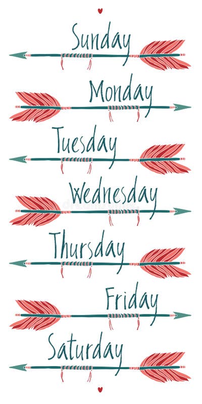 Days of the Week and Arrows Stock Vector - Illustration of colorful ...