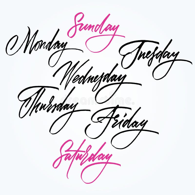 Calligraphy Days Week Stock Illustrations – 788 Calligraphy Days Week ...