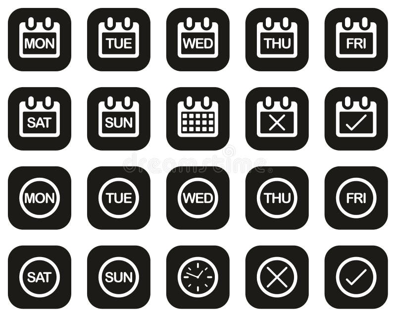 Days of the Week Icons Flat Design Stock Vector - Illustration of ...