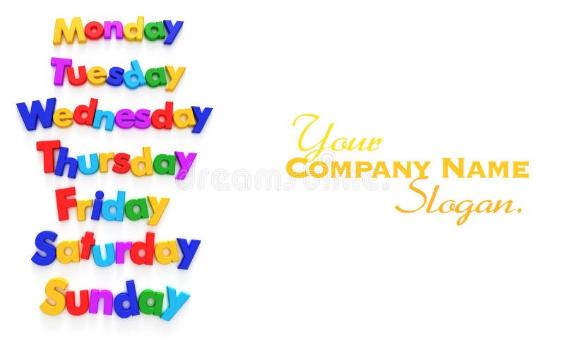 Days of the Week in Letter Magnets Stock Illustration - Illustration of ... Days of the Week in Letter Magnets Stock Illustration - Illustration of ...