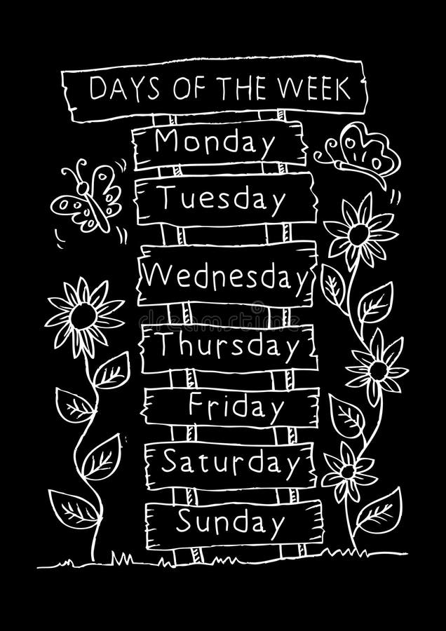 Days of the Week with Name Plate. Stock Vector - Illustration of ...