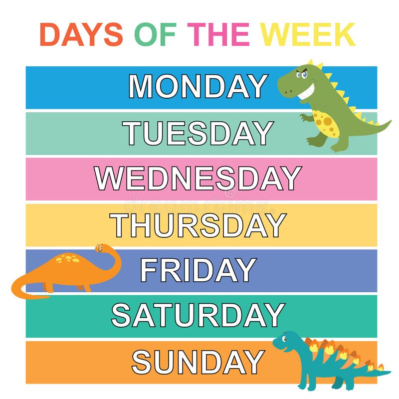 Days of the Week Poster for Children. Learning about Days Stock Vector ...