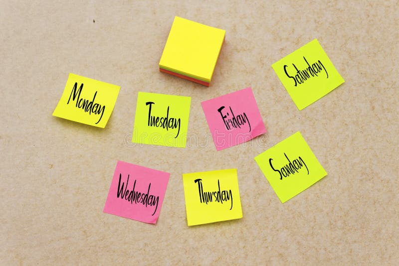 Days of Week Stick Notes stock image. Image of advertising - 186430737