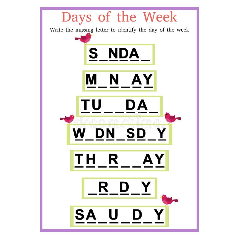 Days of the Week Vector Illustration Puzzle Game Stock Image ...