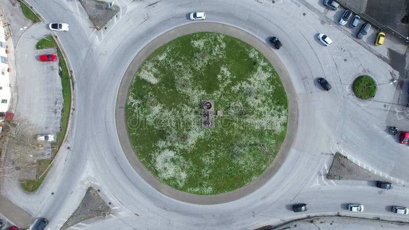 Daytime Aerial Video of a City Roundabout Stock Footage - Video of ...