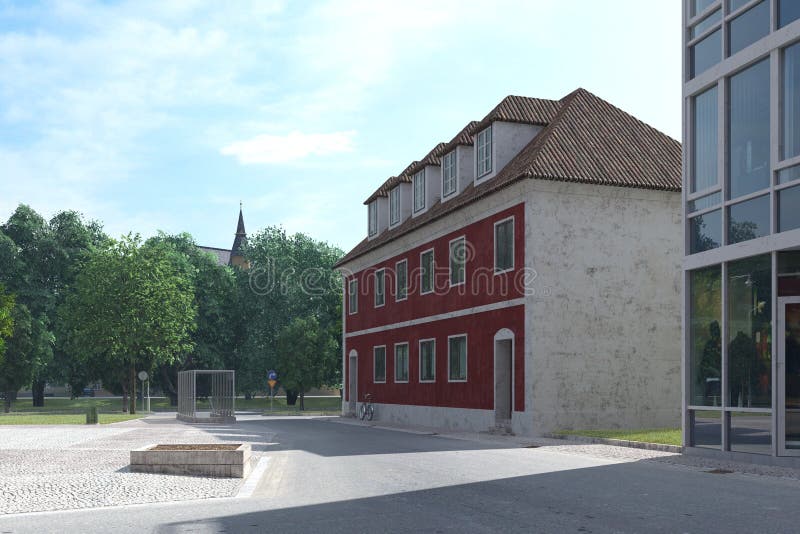 Daytime Cityscape Empty Streets and Area 3d Illustration Stock ...