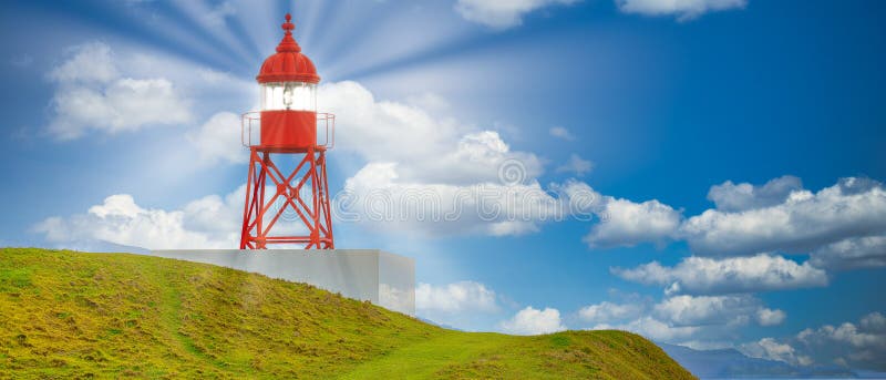 Daytime Image of a Red Navigation Beacon with a Metal Structure ...