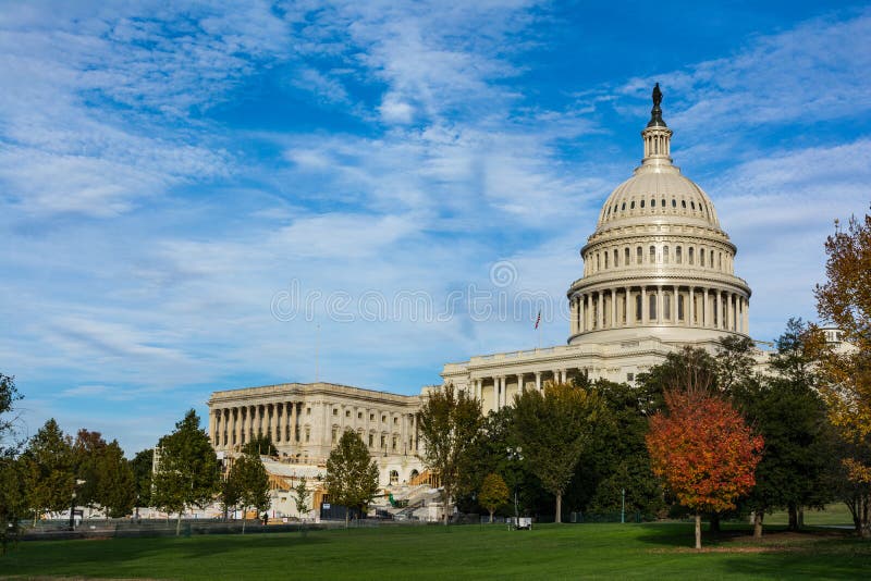 Daytime Landscape US Capitol Building Washington DC Grass Blue S Stock ...