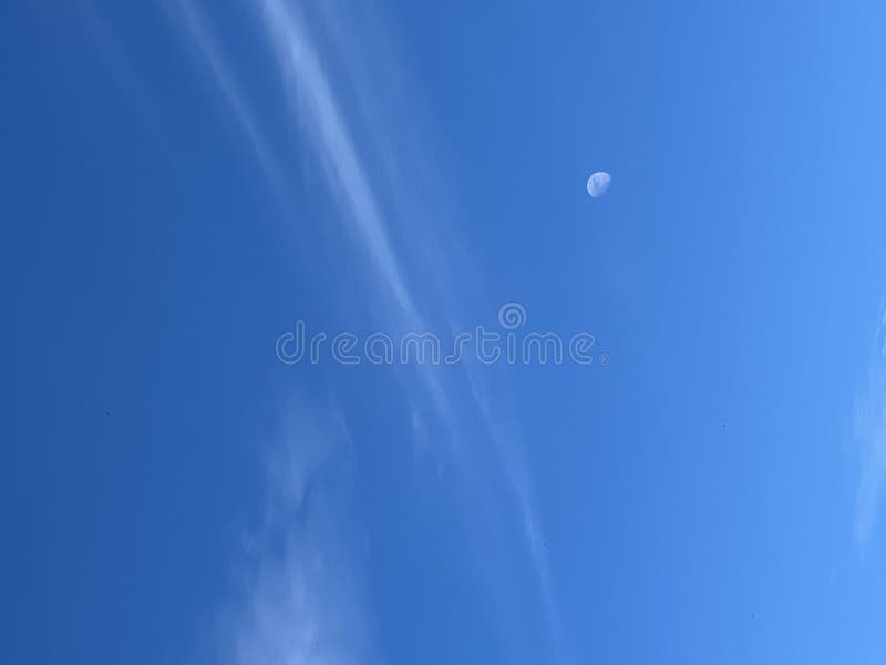 Daytime Moon with Clear Blue Sky Stock Photo - Image of clear, moon ...