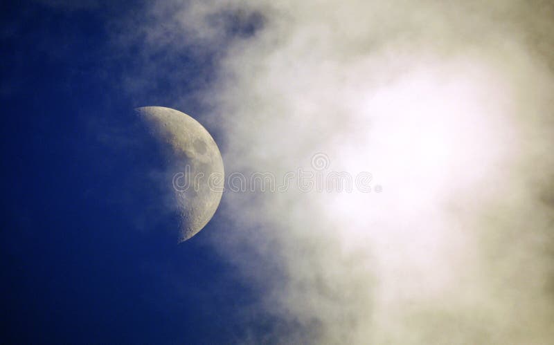 Daytime moon stock photo. Image of universe, waxing, moon - 87745570