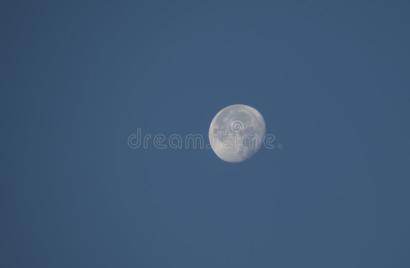 Daytime Moon almost Full in a Clear Blue Sky Stock Image - Image of ...