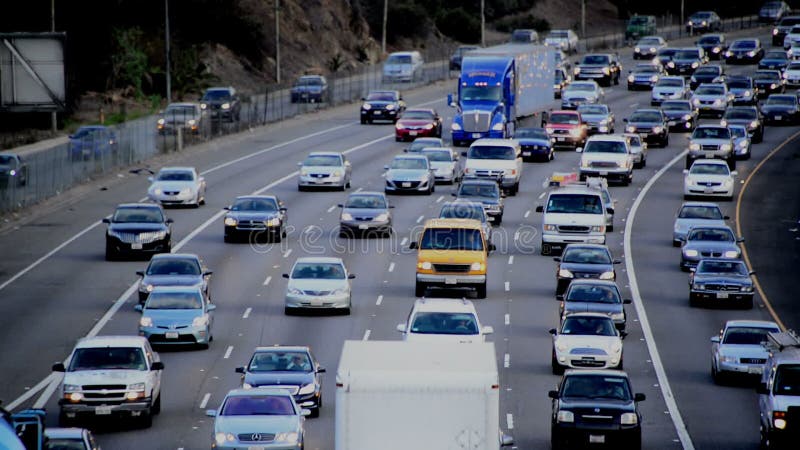 Daytime Rush Hour Traffic on Busy Freeway in Los Angeles Stock Footage ...