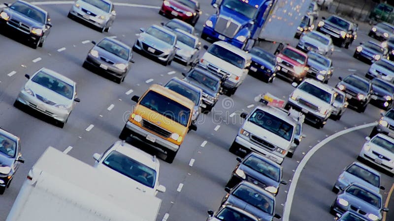 Daytime Rush Hour Traffic on Busy Freeway in Los Angeles Stock Footage ...