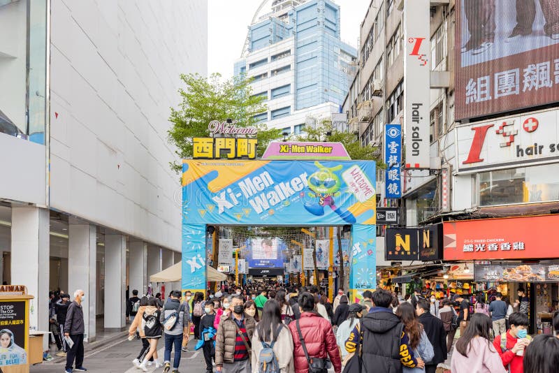 Daytime Shot of the Crowd Ximending Area Editorial Stock Image - Image ...