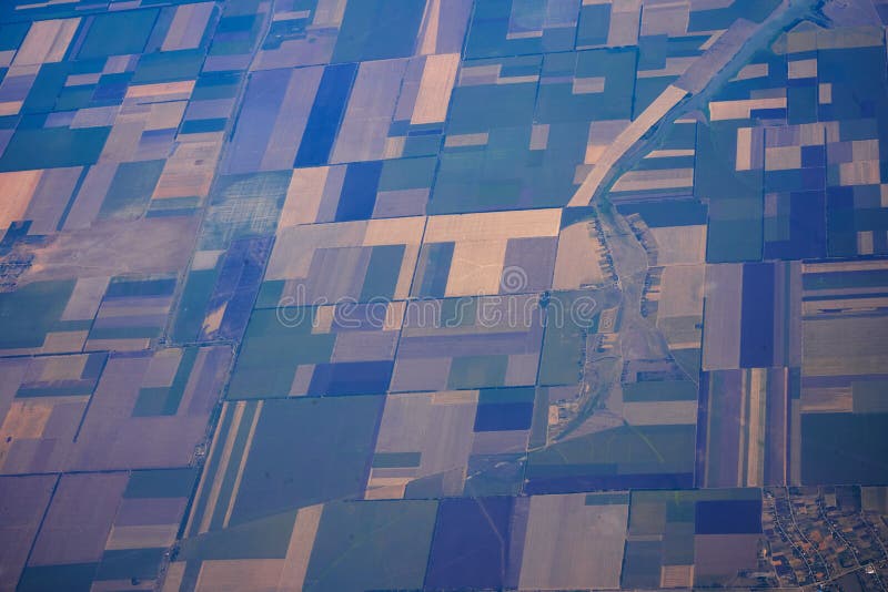 Daytime View from a Flying Plane Over Fields and Land Shares Stock ...