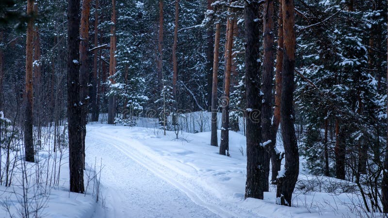 Daytime View of the Snowy Winter Pine Forest. Stock Image - Image of ...