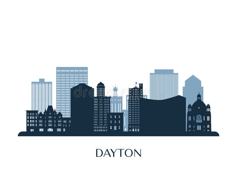Dayton, OH Skyline, Monochrome Silhouette. Stock Vector - Illustration ...