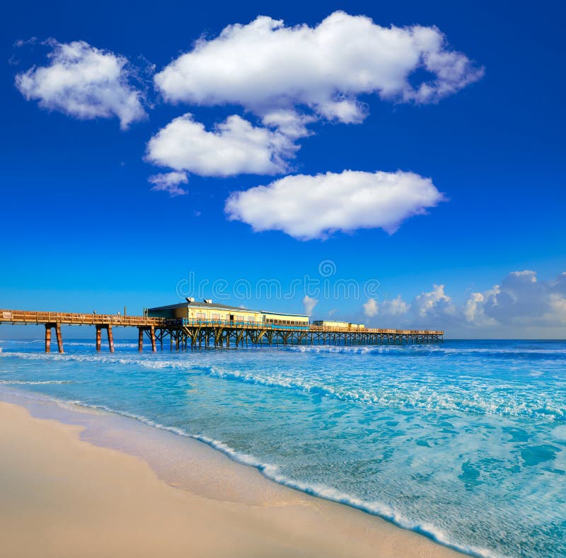 Daytona Beach in Florida with Pier USA Stock Photo - Image of perfect ...
