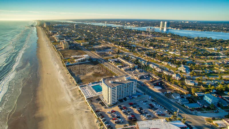 Daytona, Florida - Panoramic Aerial View of the Beautiful Daytona Beach ...