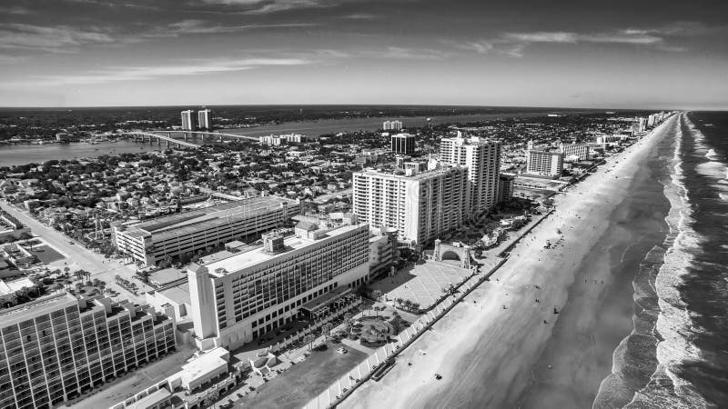 Daytona, Florida - Panoramic Aerial View of the Beautiful Daytona Beach ...