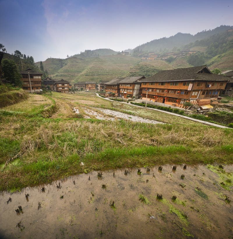 Dazhai minority village editorial stock photo. Image of landmark - 34843608