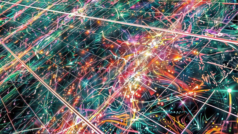 Dazzling Abstract Display: Colorful Lines, Shapes & Sparks Create ...