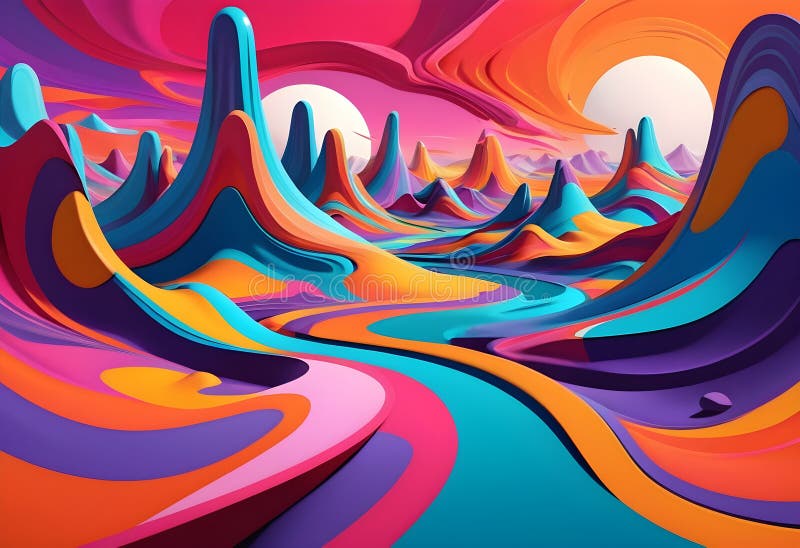 Dazzling, Amorphous 3D Structures in a Prismatic Color Scheme Stock ...